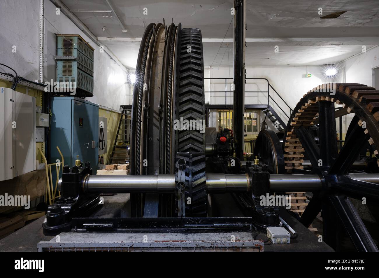 Engine room, historic Funiculaire du Capucin funicular from the Belle ...