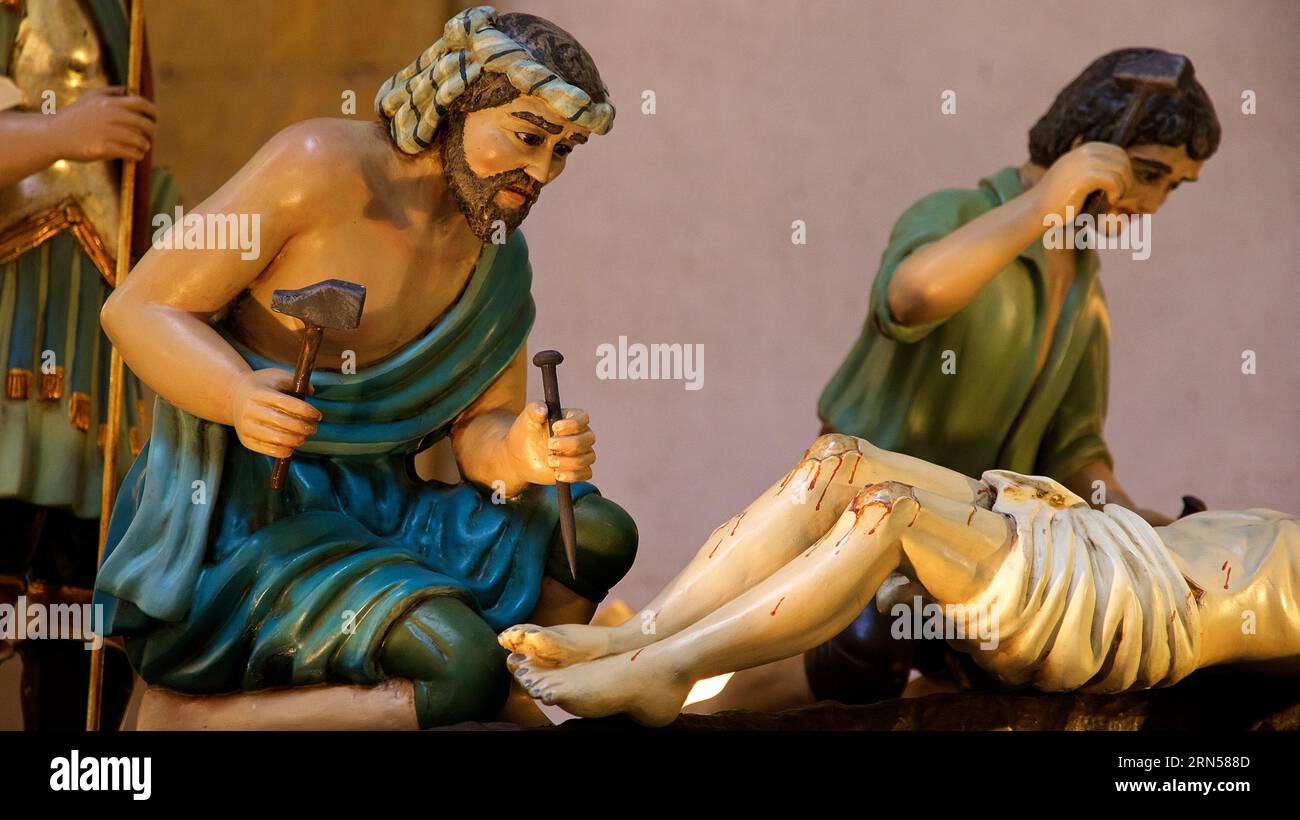 Christ being crucified, Vare, processional float, depiction of ...