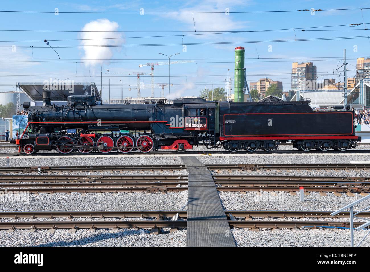 SAINT PETERSBURG, RUSSIA - AUGUST 27, 2023: Steam locomotive series FD ...