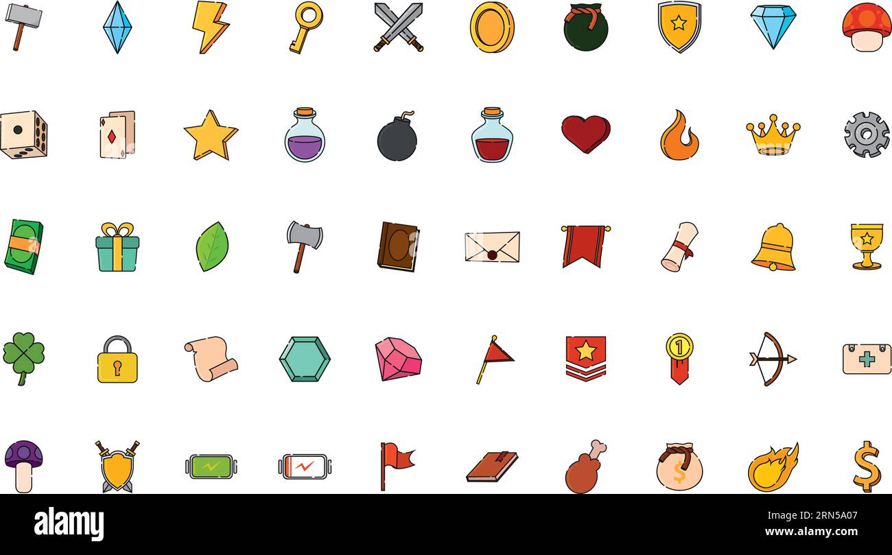 Set of colored gaming icons Vector illustration Stock Vector Image ...