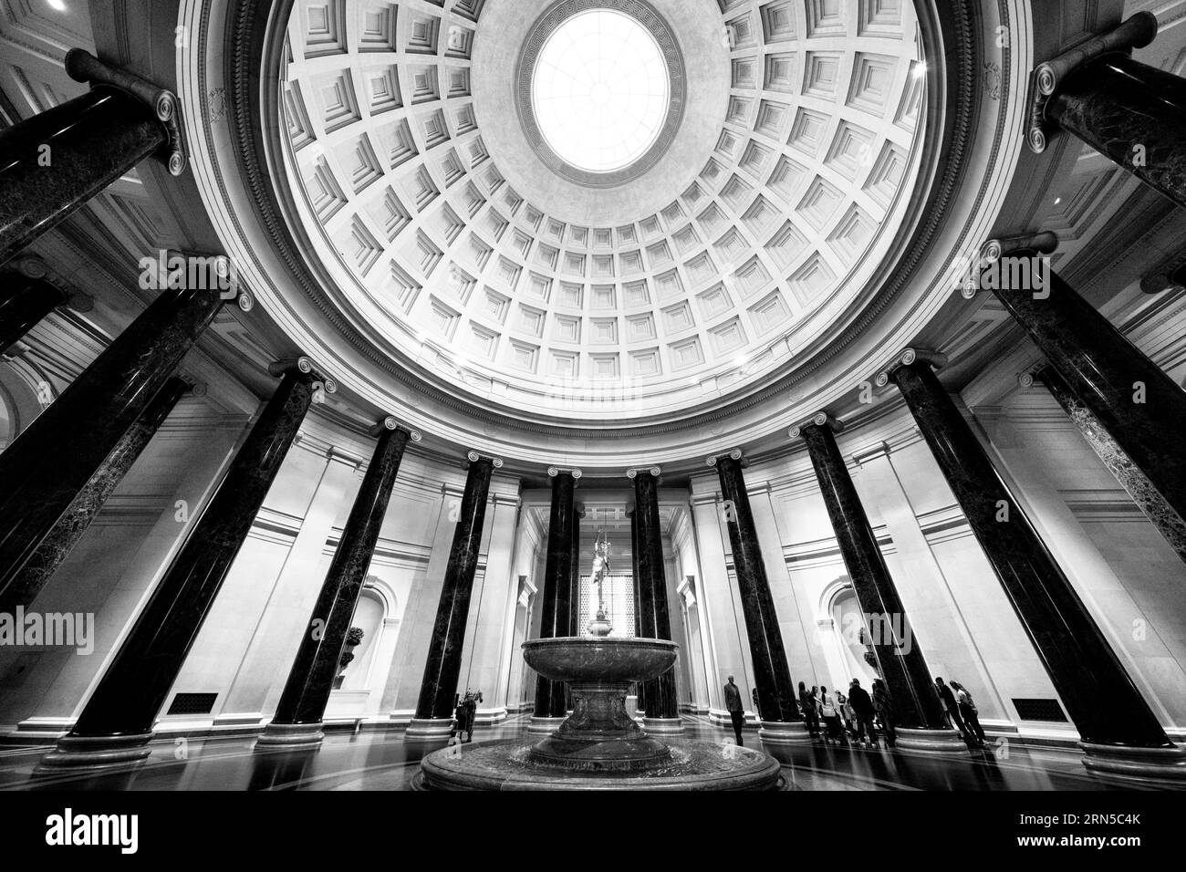 Rotunda Dome, City. Black and white photograph looking up at the ...