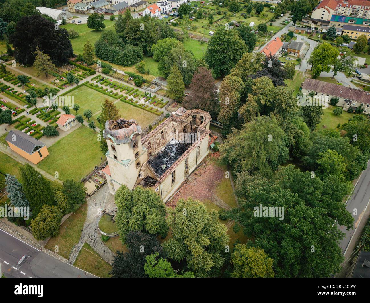 Aerial photography old destroyed church hi-res stock photography and ...
