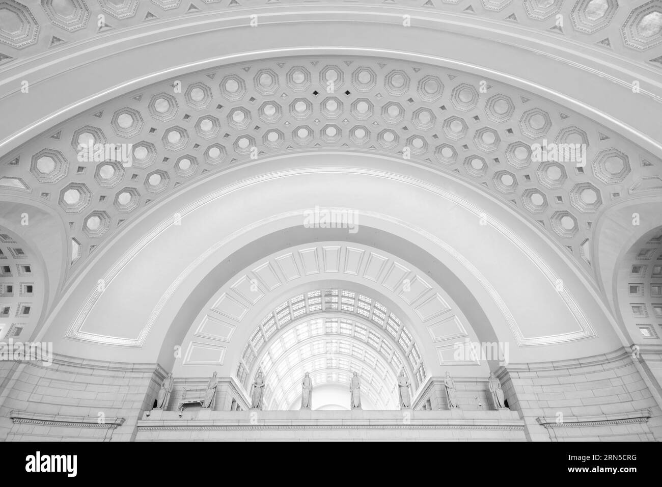 Union Station ceiling, Washington, D.C. Black and white photograph ...