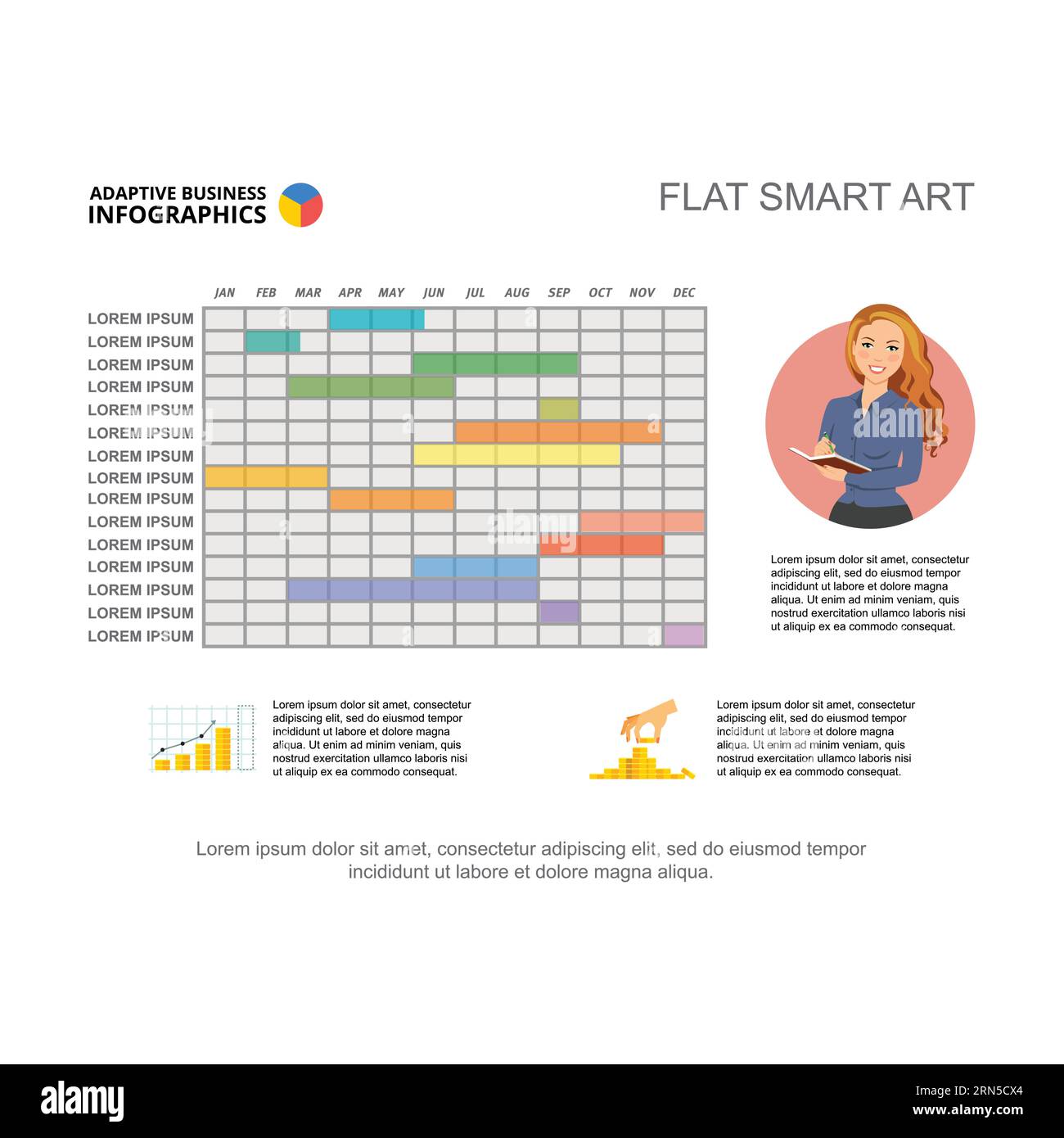 Woman with annual schedule or report vector illustration Stock Vector ...