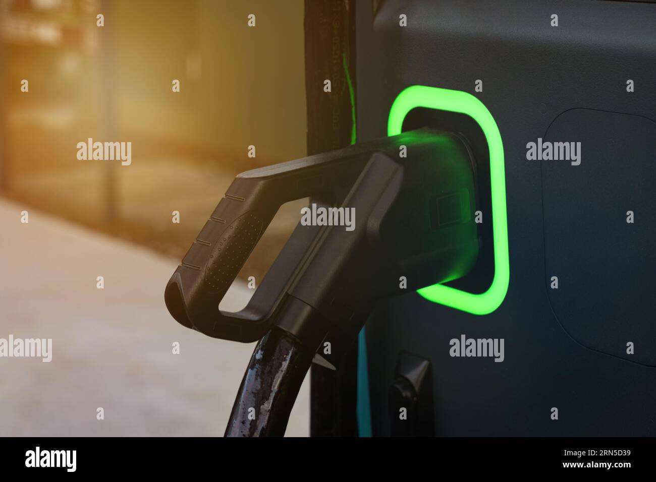 Electric vehicle charging station. Close-up Stock Photo - Alamy