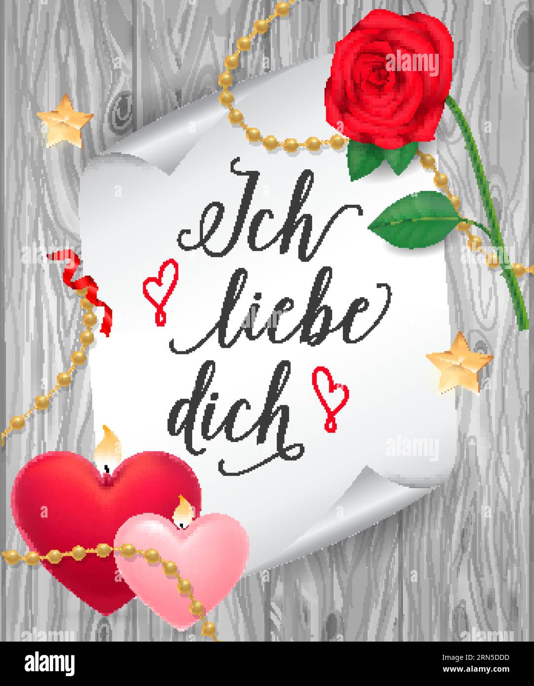 Ich Liebe Dich Lettering on Paper Scroll Stock Vector Image & Art - Alamy
