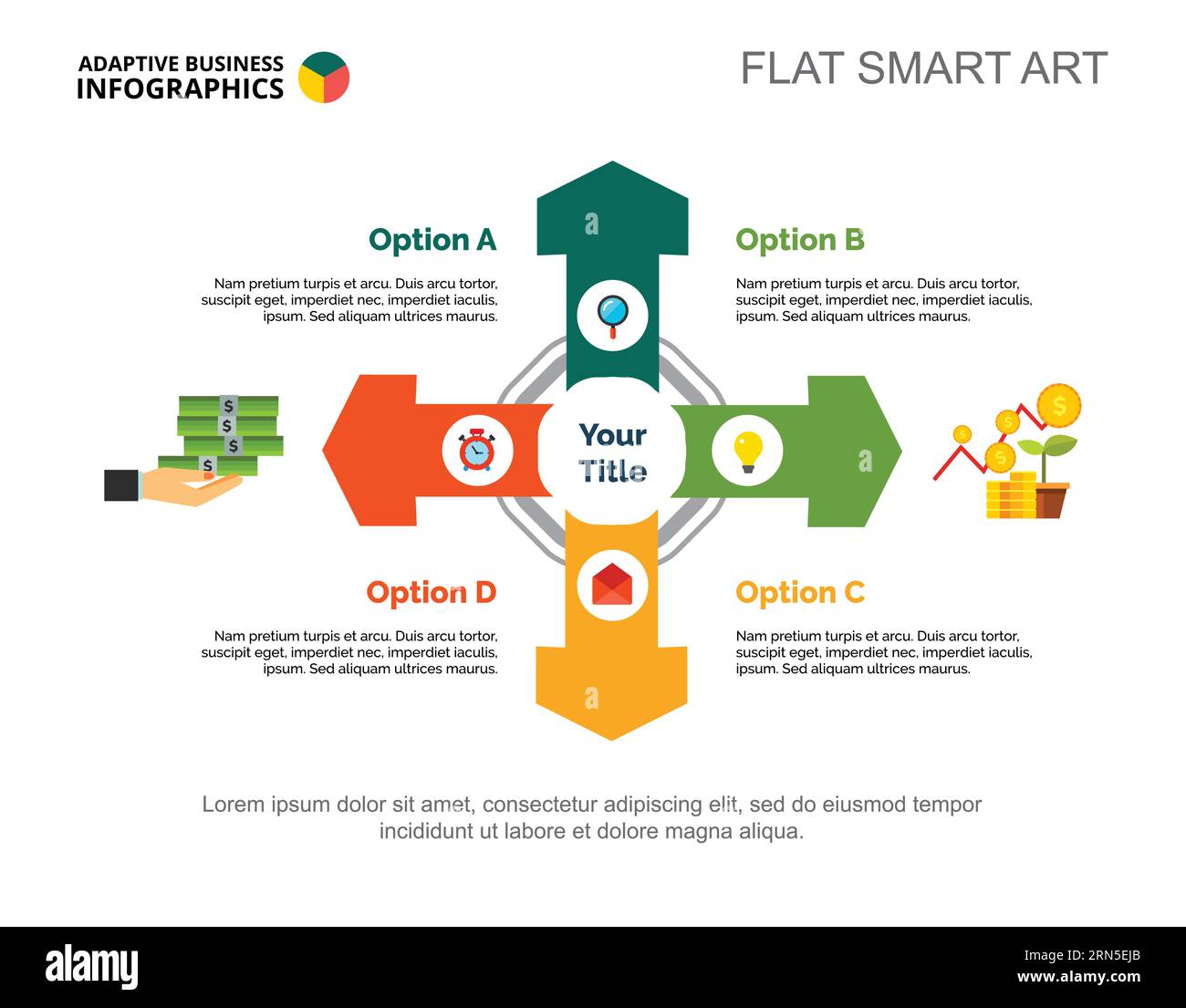 Arrow Chart with Four Options Template Stock Vector Image & Art - Alamy