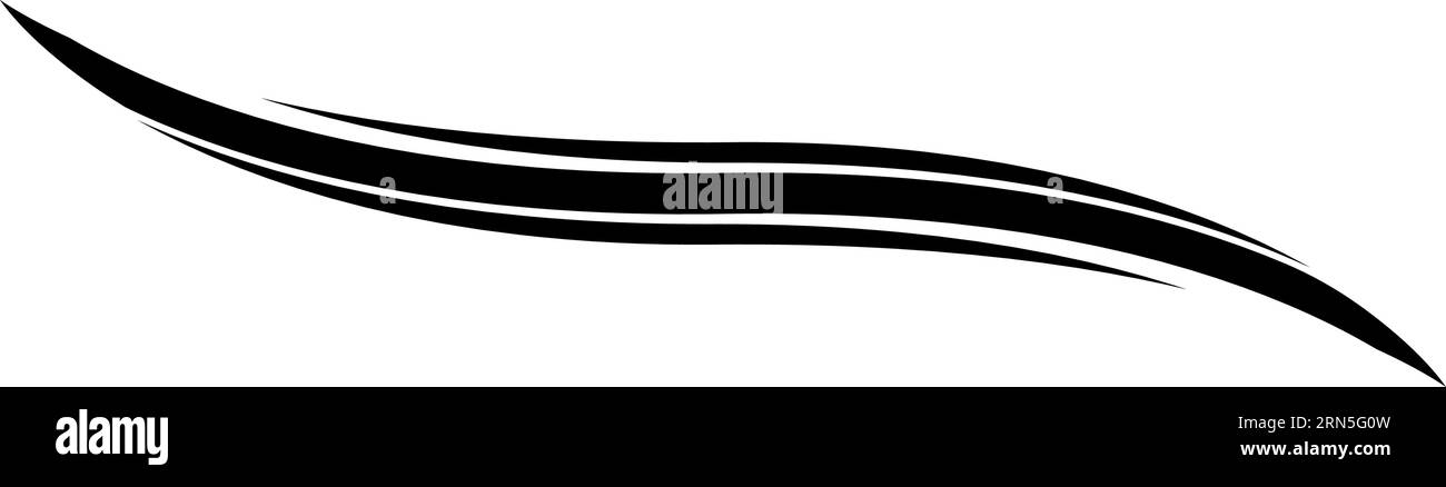 Curved calligraphic line, ribbon calligraphy travel element, gracefully ...