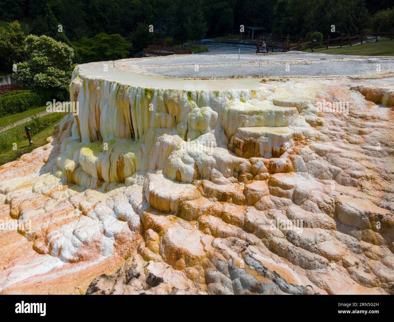 Aerial view, sinter steps, sinter terraces, lime sinter terraces ...
