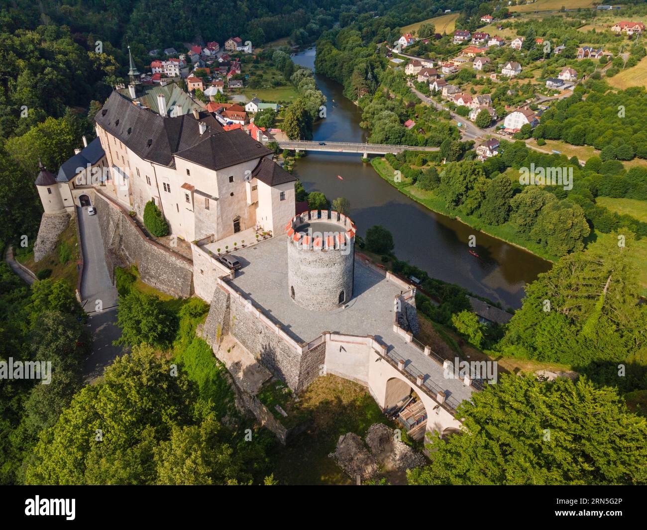 Aerial view, Castle, Cesky Sternberk, Cesky Sternberk, Bohemian ...