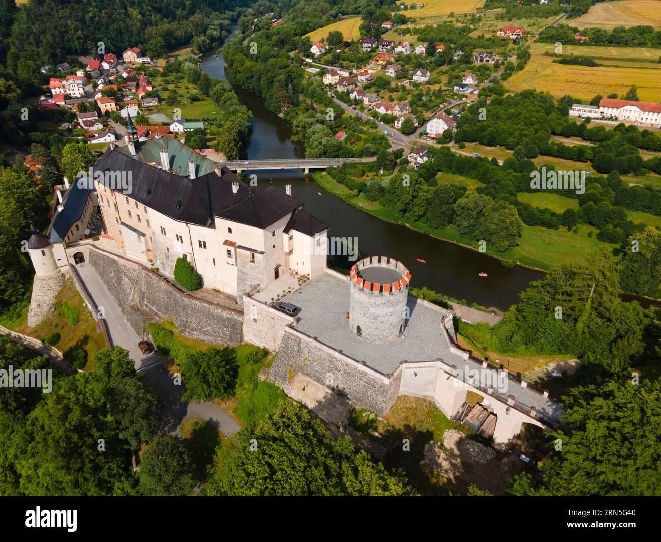 Aerial view, castle, Cesky Sternberk, Cesky Sternberk, Bohemian ...