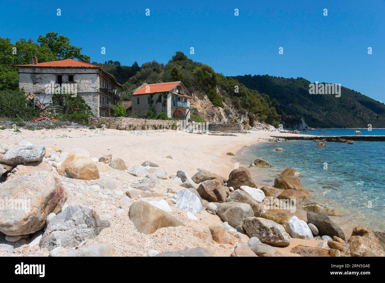 At the border, Arsanas Chromnitsas, Mount Athos, Orthodox monastic ...