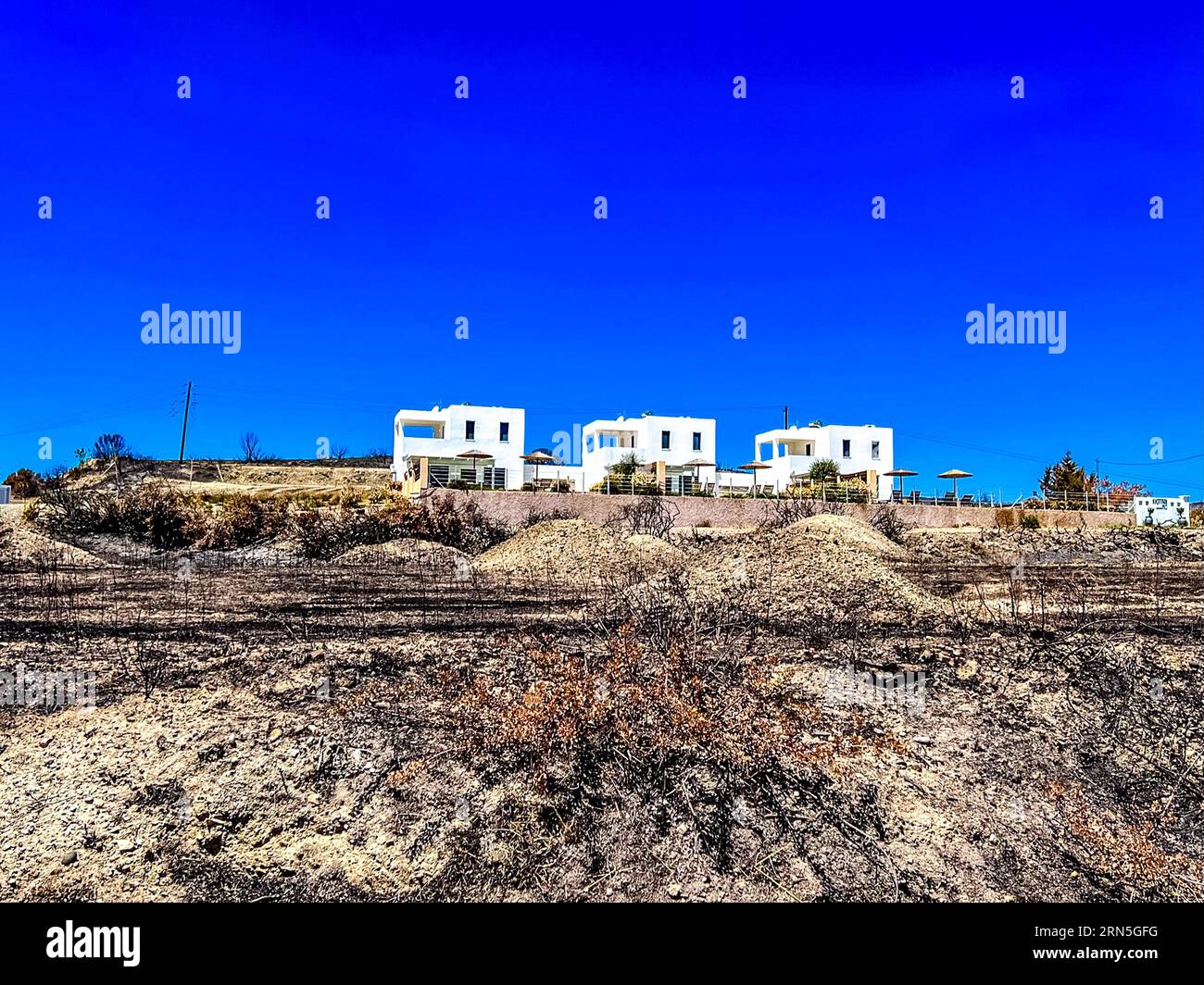 After the big fire on Rhodes in July 2023: in Kiotari, street behind ...