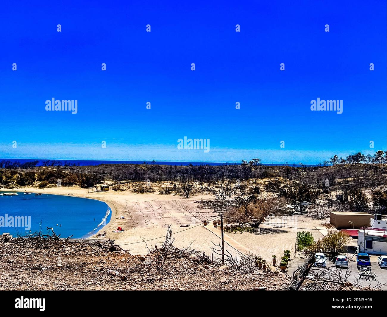 After the great fire in Rhodes of July 2023: Glystra Beach, which was ...
