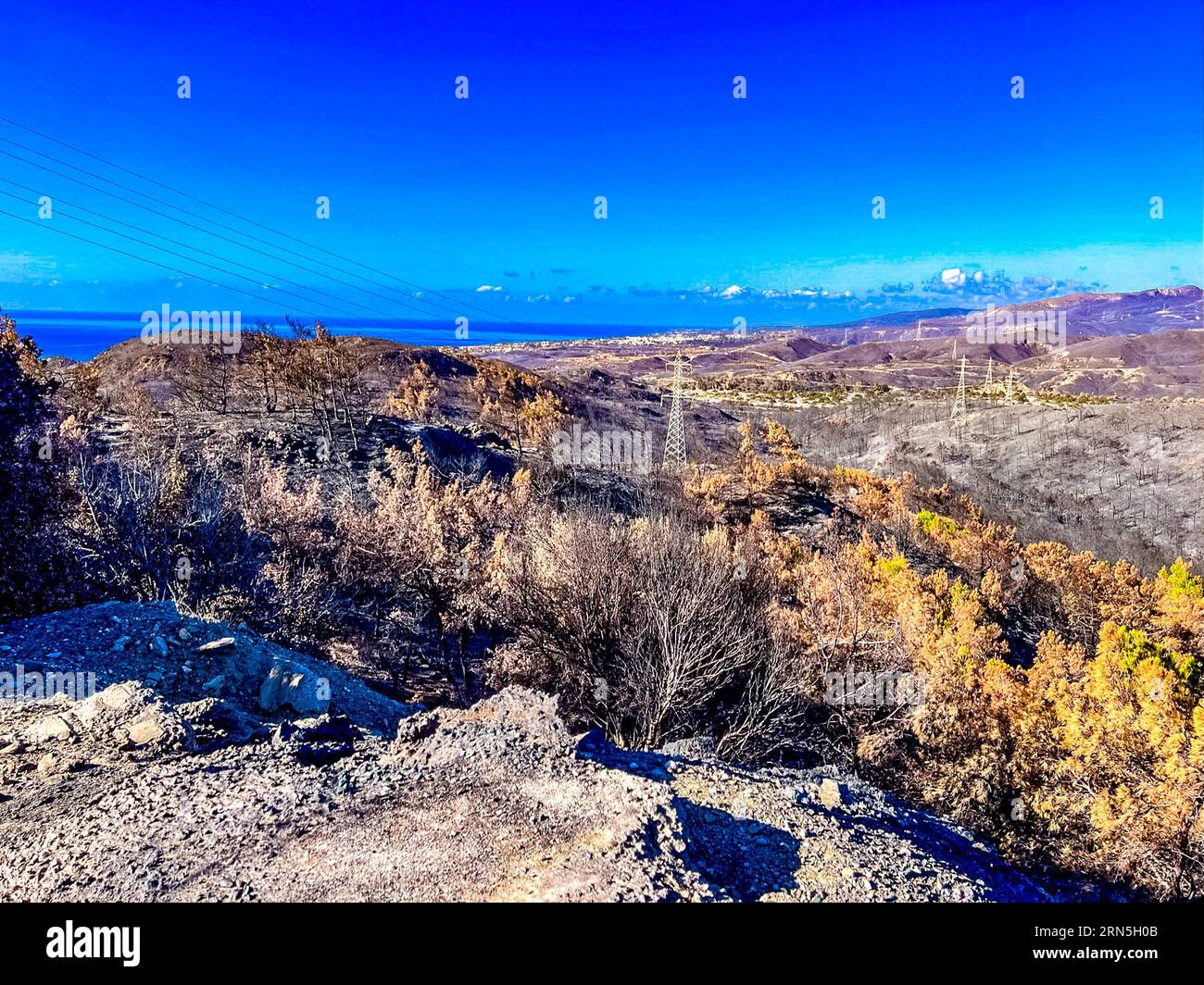 After the great fire on Rhodes in July 2023: View of the particularly ...