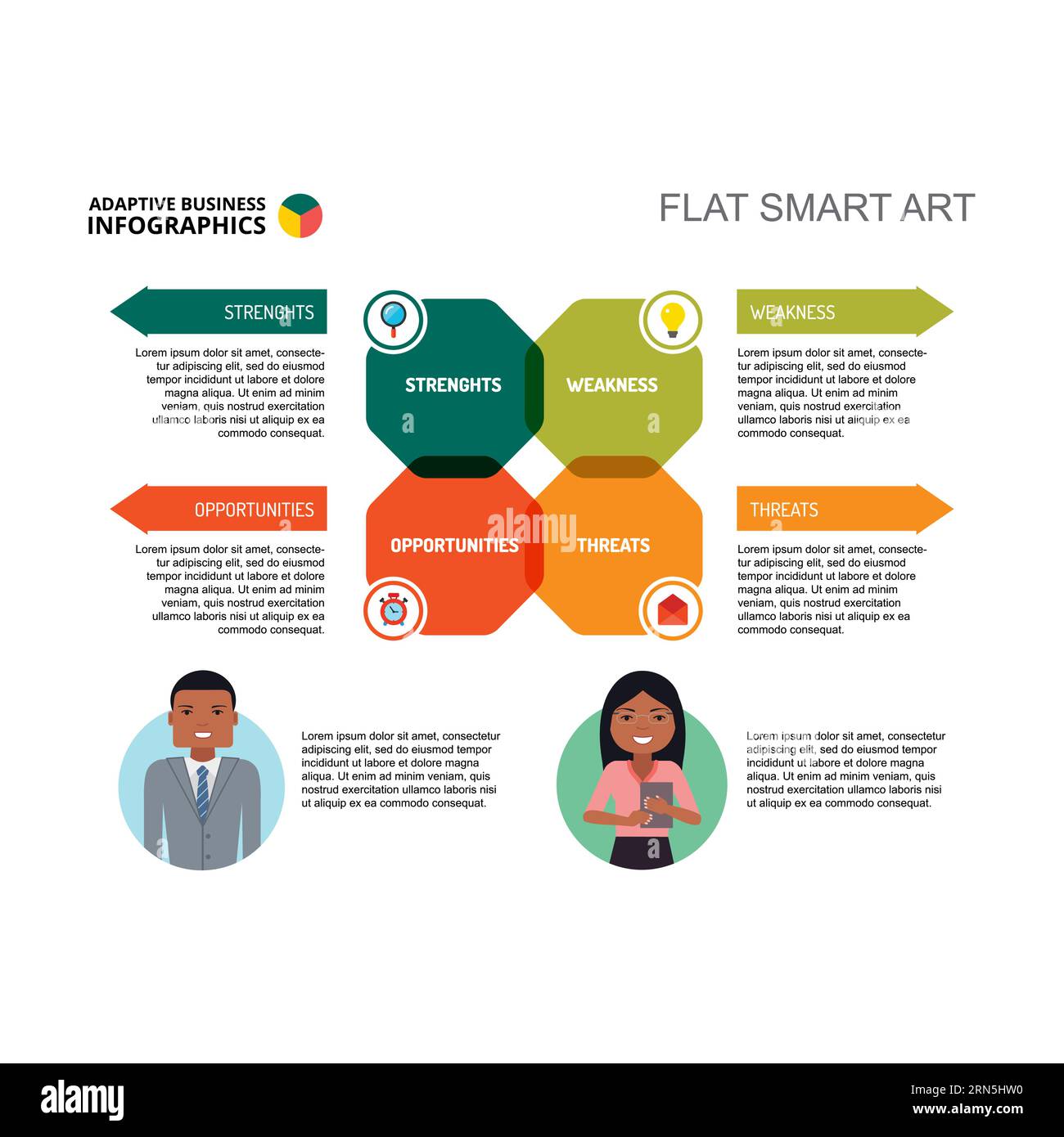 SWOT diagram with office workers vector illustration Stock Vector Image ...