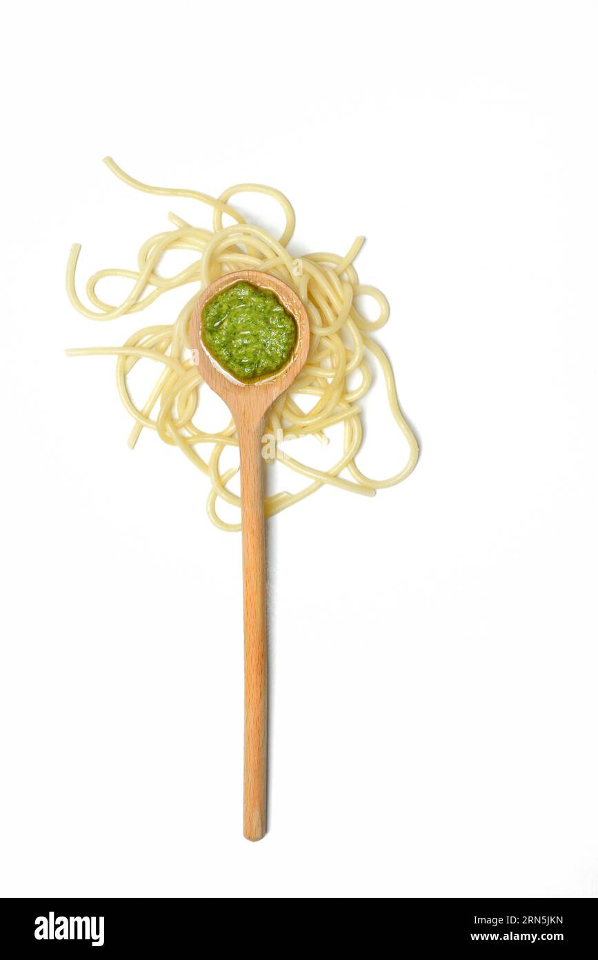 Pasta dish basil pesto Cut Out Stock Images & Pictures - Alamy