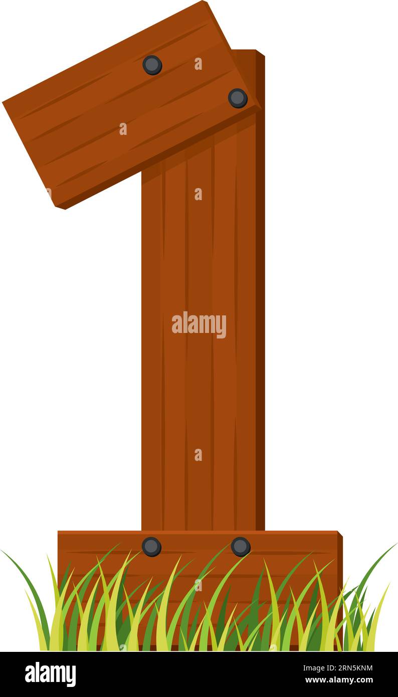Isolated colored wooden number 1 Typography Vector Stock Vector Image ...