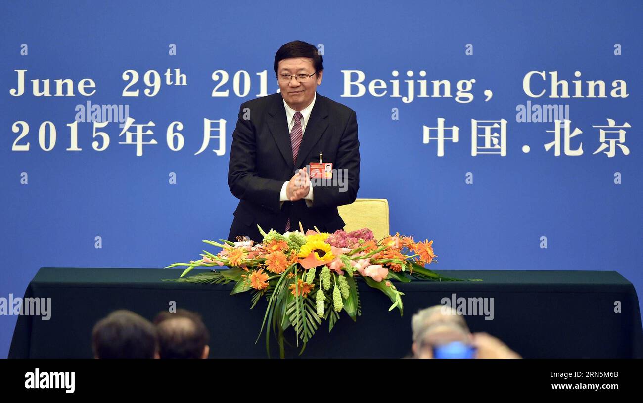 (150629) -- BEIJING, June 29, 2015 -- Chinese Finance Minister Lou ...