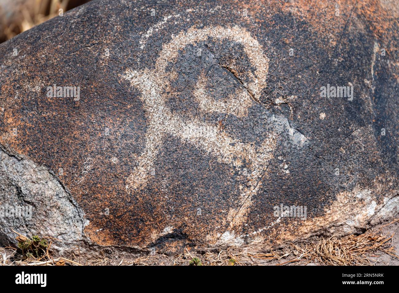Prehistoric rock rock painting, near Tokmok, Chuy, Kyrgyzstan Stock ...