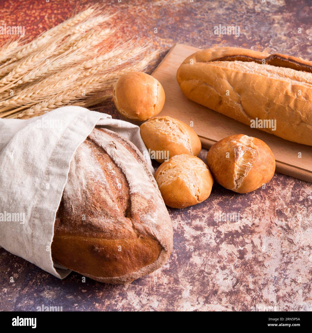 High angle mix breads Stock Photo - Alamy
