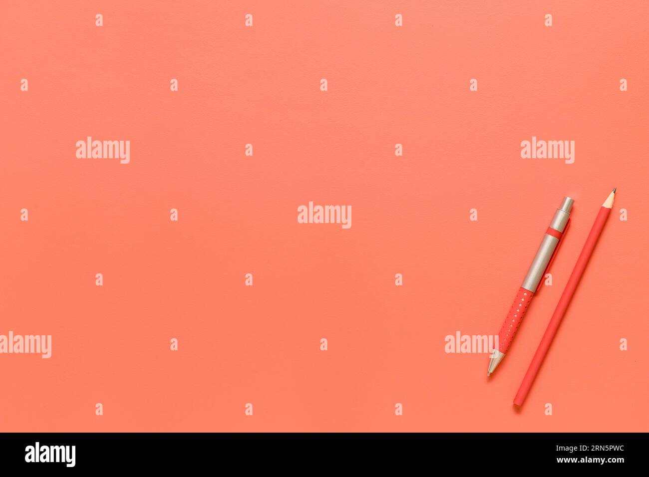 Composition stationery tools red color Stock Photo - Alamy