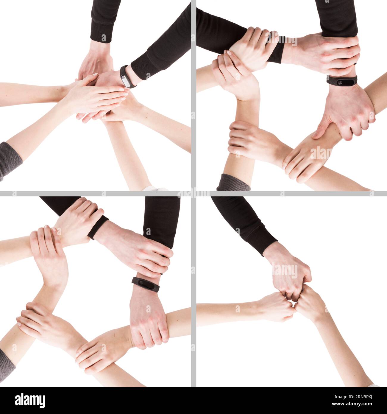 Crop hand showing team gestures Stock Photo - Alamy