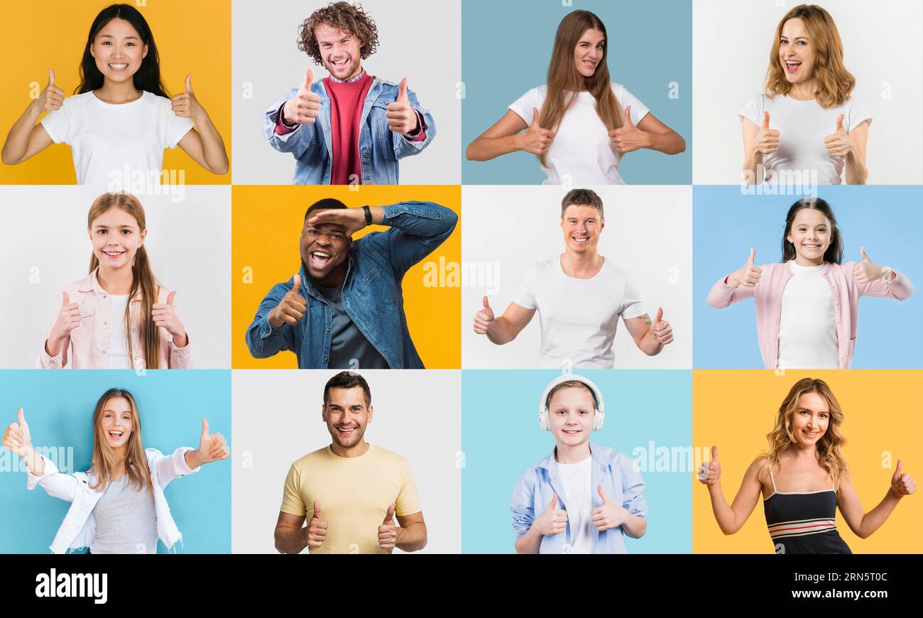 Collage positive people looking camera hi-res stock photography and ...