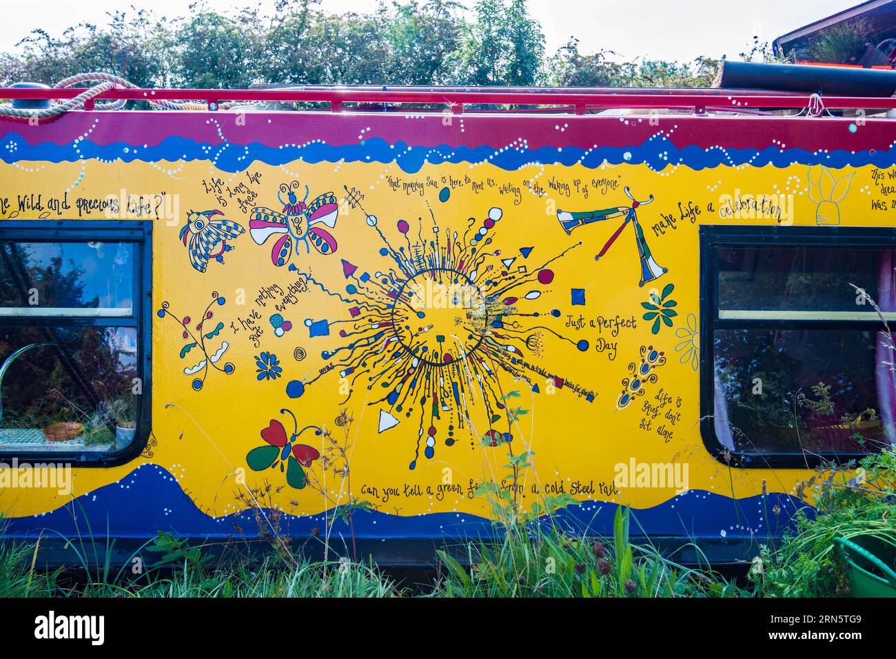 Tilly Flood, a colourful narrowboat on the Leeds and Liverpool canal ...