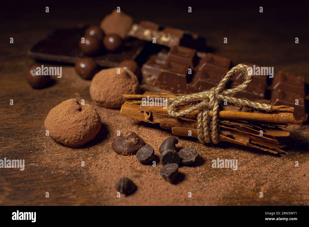 Cacao powder with types chocolate Stock Photo - Alamy