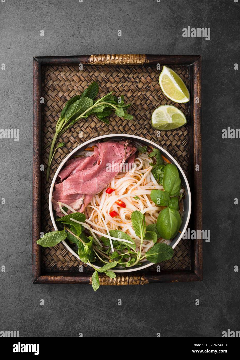 Flat lay tray with vientamese food Stock Photo - Alamy