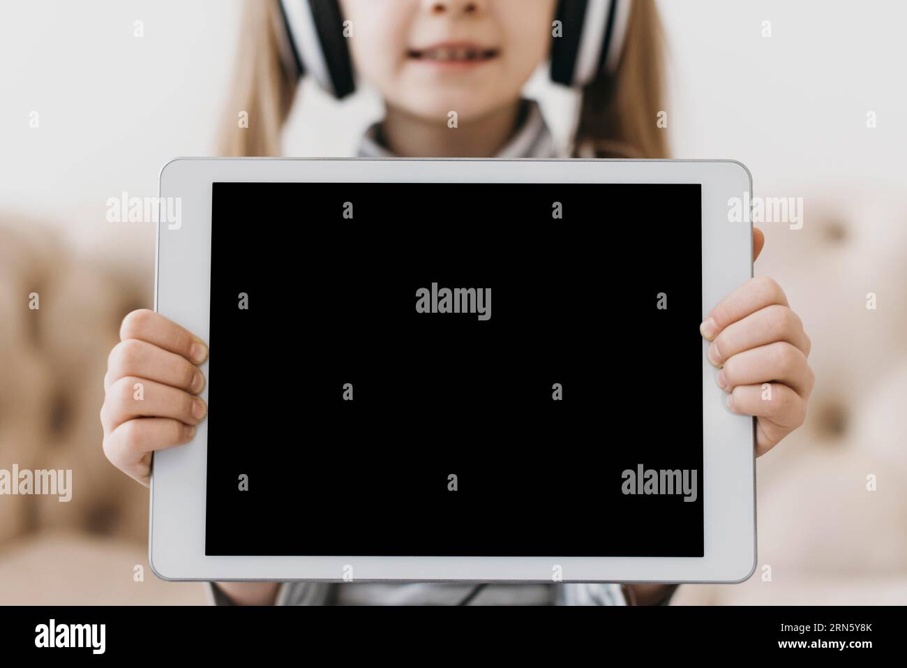 School girl copy space digital device Stock Photo - Alamy