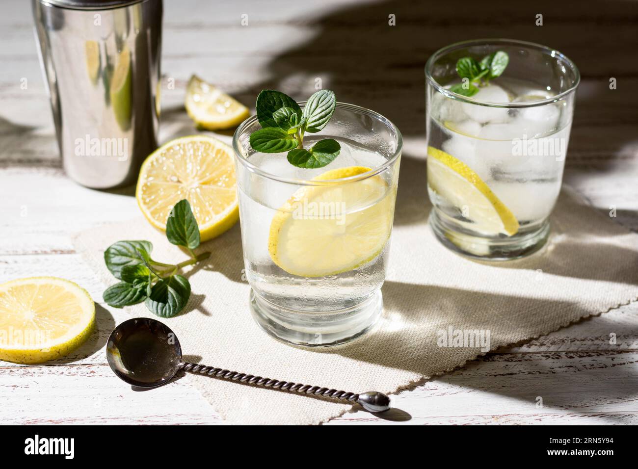 Refreshing alcoholic drinks ready be served Stock Photo - Alamy