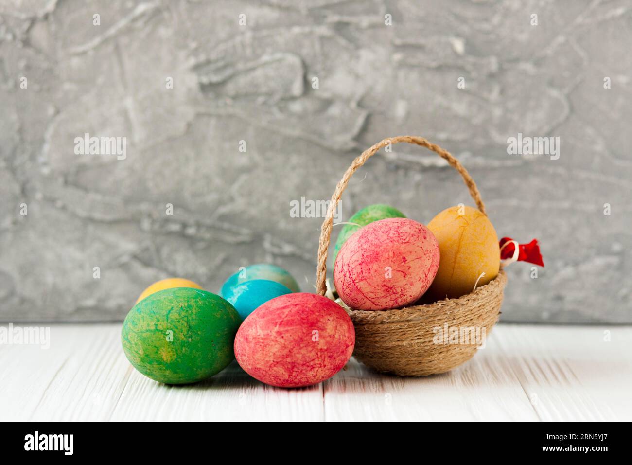 Small basket easter eggs Stock Photo - Alamy