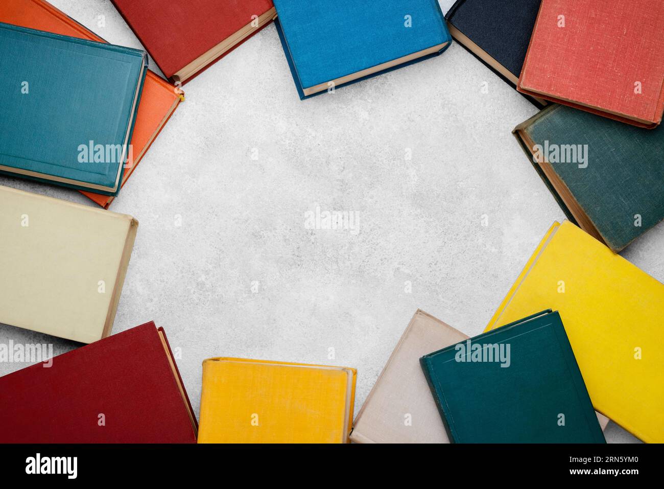 Top view books circle with copy space Stock Photo - Alamy