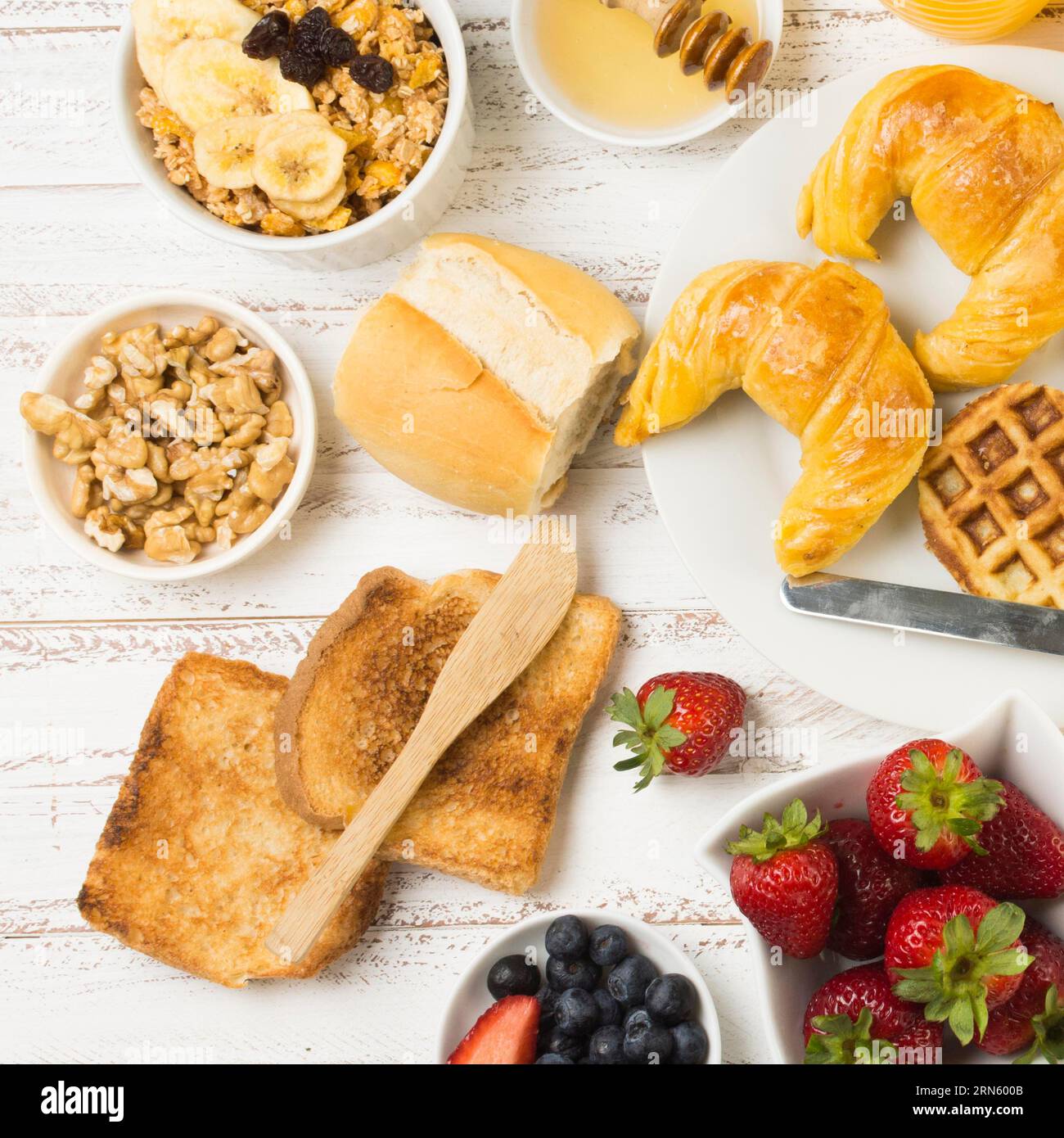 Top view delicious breakfast Stock Photo - Alamy