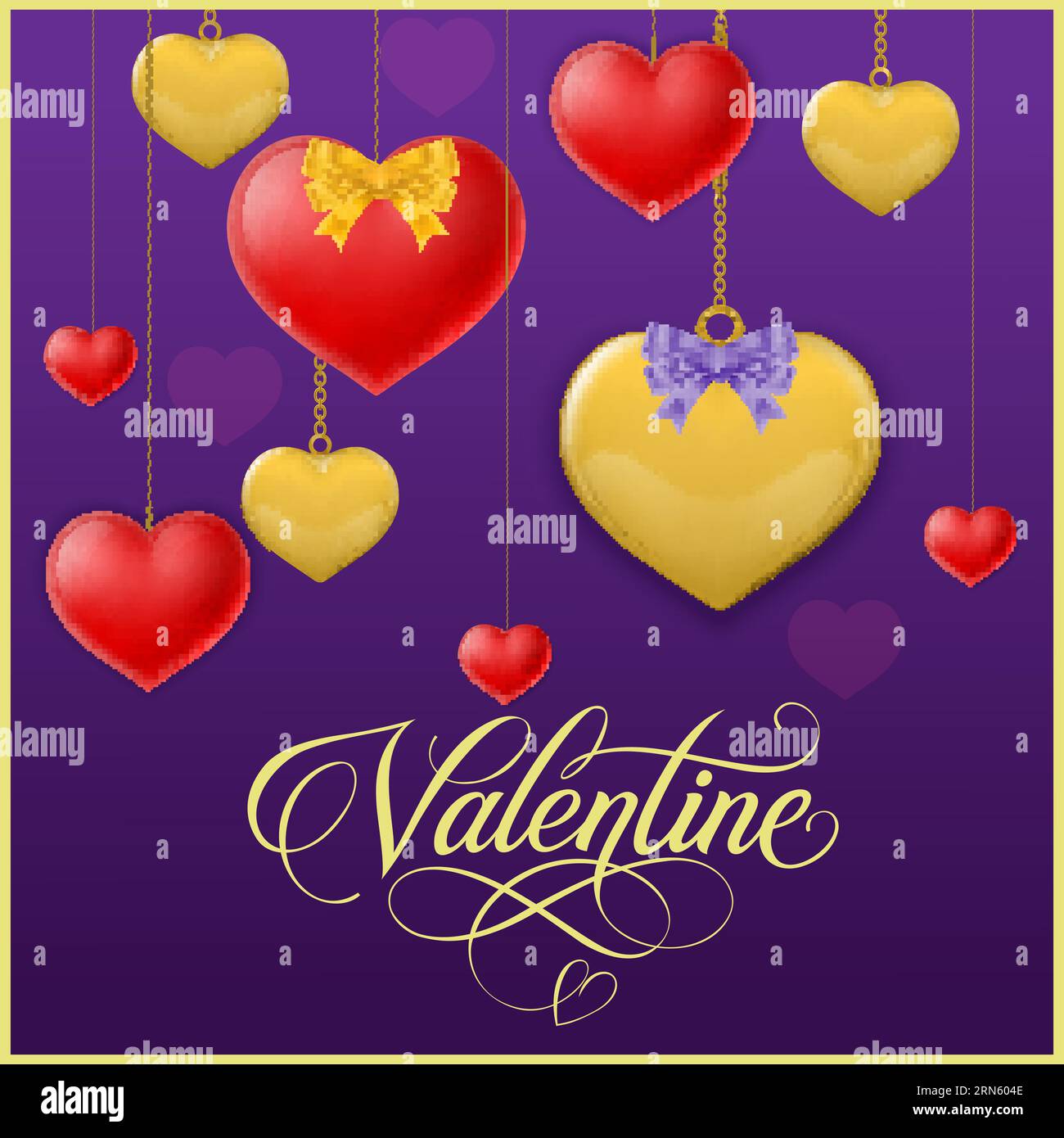Valentine Lettering and Heart Pendants Stock Vector Image & Art - Alamy