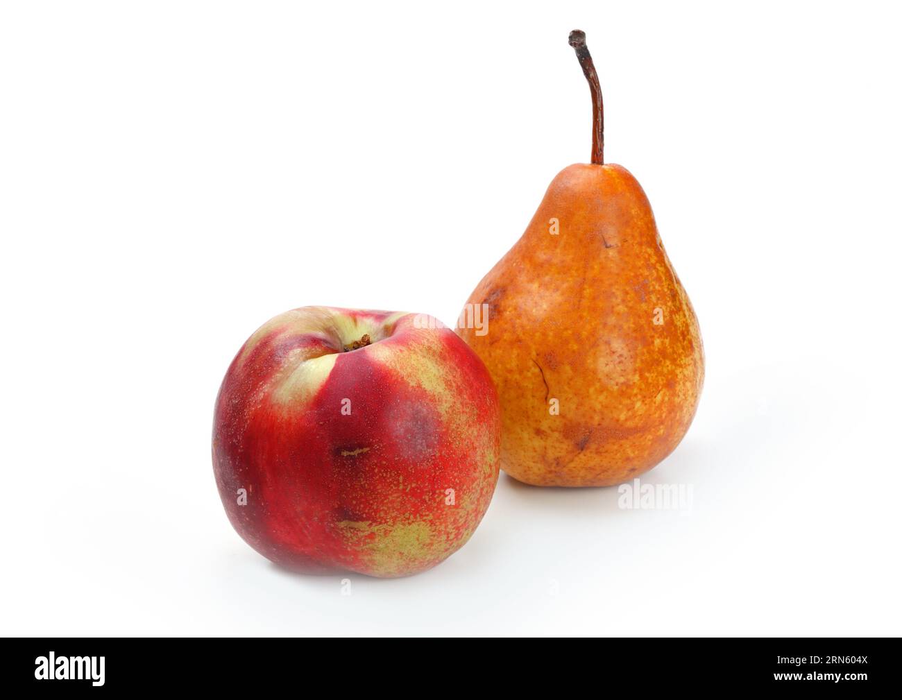 The peach and pear isolated on white background Stock Photo - Alamy
