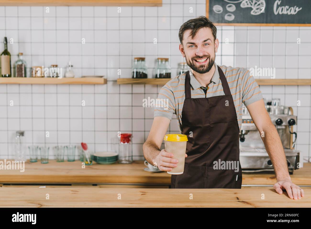 Cheerful barista hi-res stock photography and images - Alamy