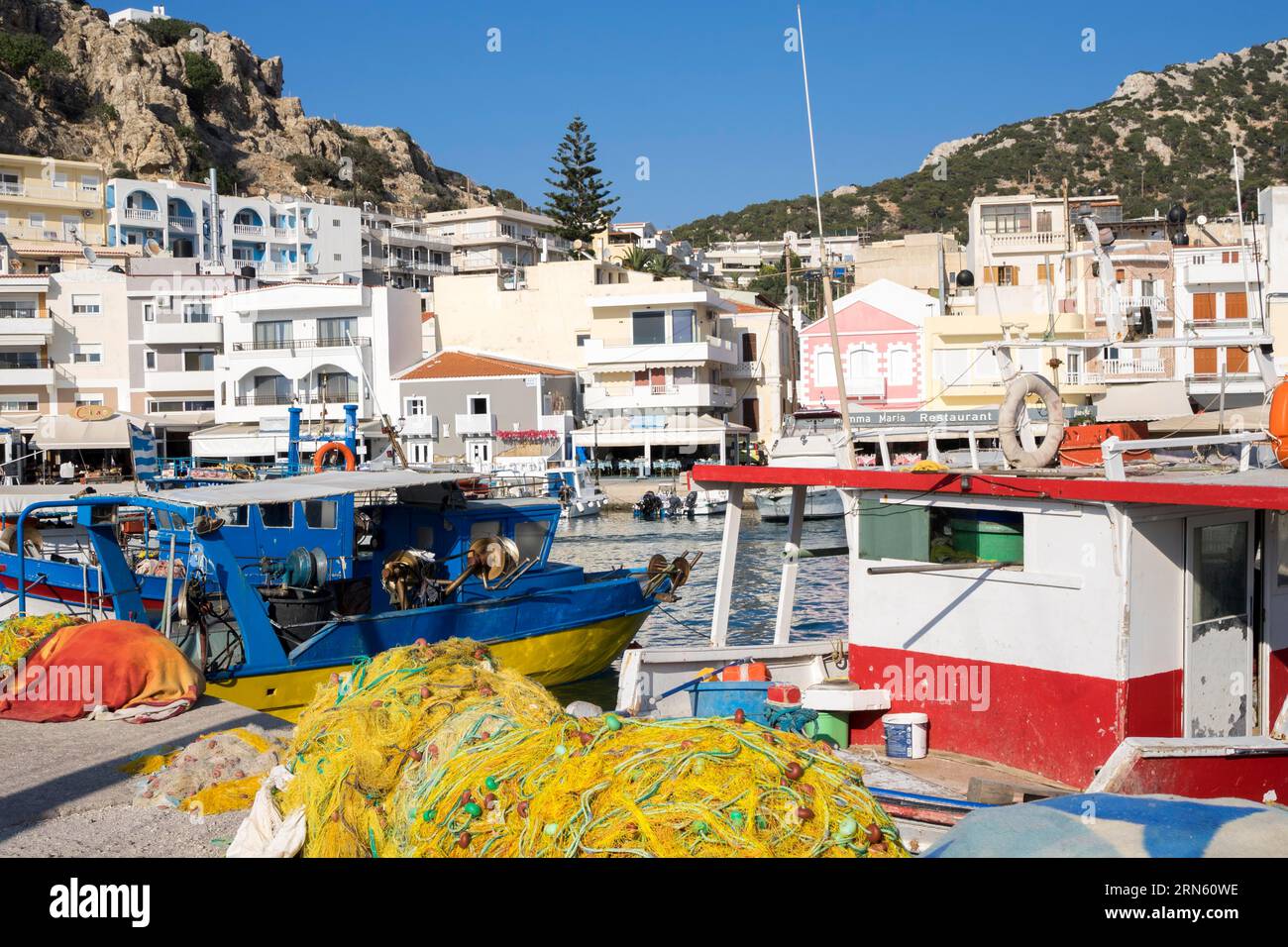 Greece, Dodecanese, Karpathos, port city of Pigadia Stock Photo - Alamy
