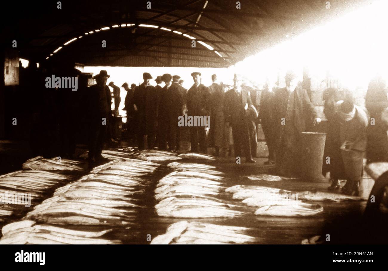 Whitby Fish Market, early 1900s Stock Photo - Alamy