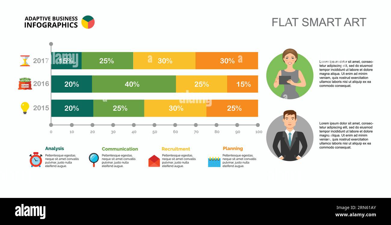Three Percentage Charts Slide Template Stock Vector Image & Art - Alamy