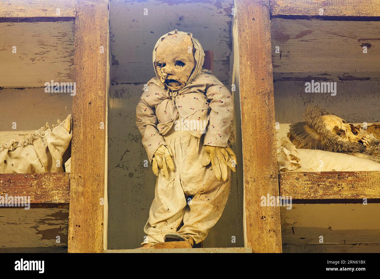 Standing mummy of an infant, Catacombe dei Cappuccini, Capuchin ...