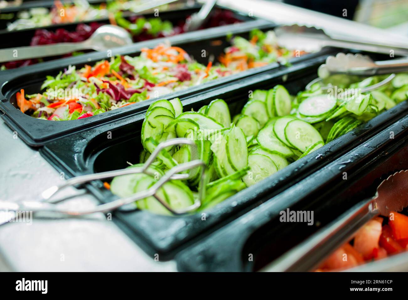 Salad buffet in a canteen Stock Photo - Alamy