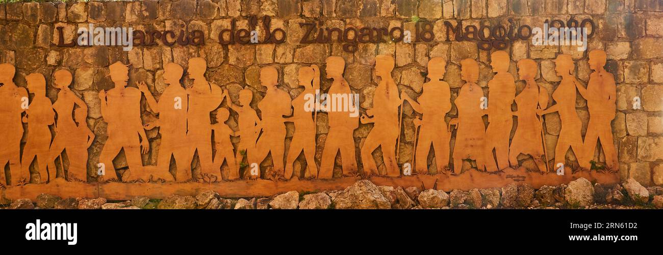 Entrance to the National Park, mural relief, protest march ...