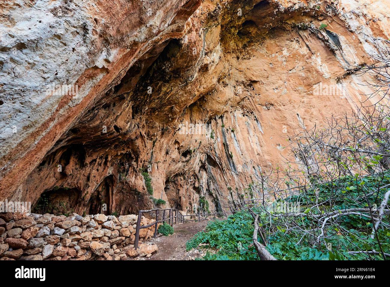 Grotta dell 'Uzzo, prehistoric cave, fence, stone wall, Zingaro ...