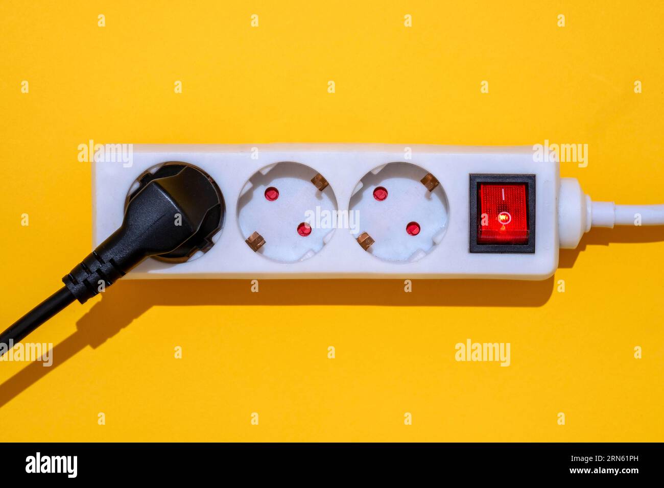 3-way power strip with on off switch to save electricity, symbol image ...