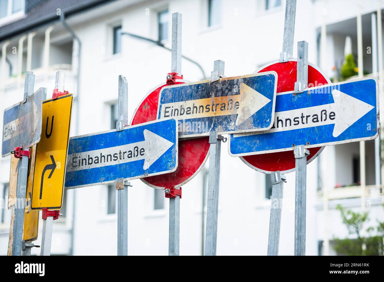 Many traffic signs, symbol image Stock Photo - Alamy