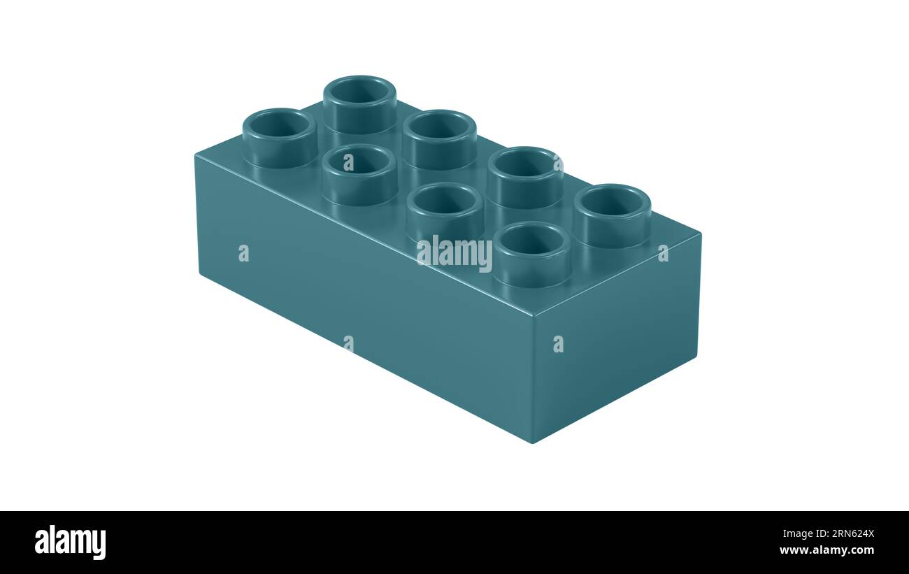 Peacock Blue Plastic Lego Block Isolated on a White Background ...