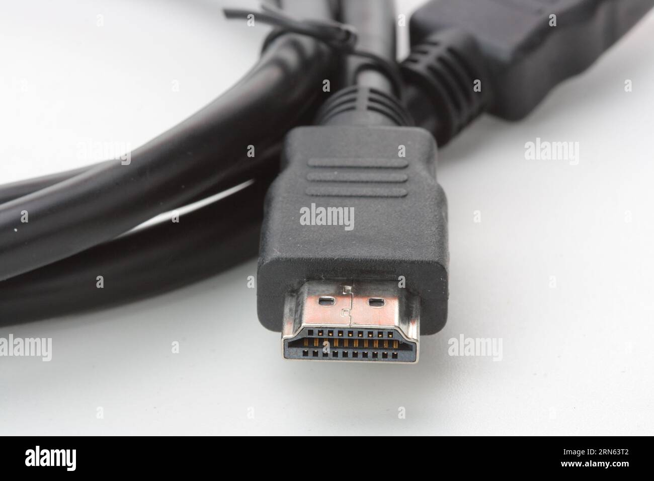 HDMI Cable closeup view isolated on white backgrouund Stock Photo - Alamy